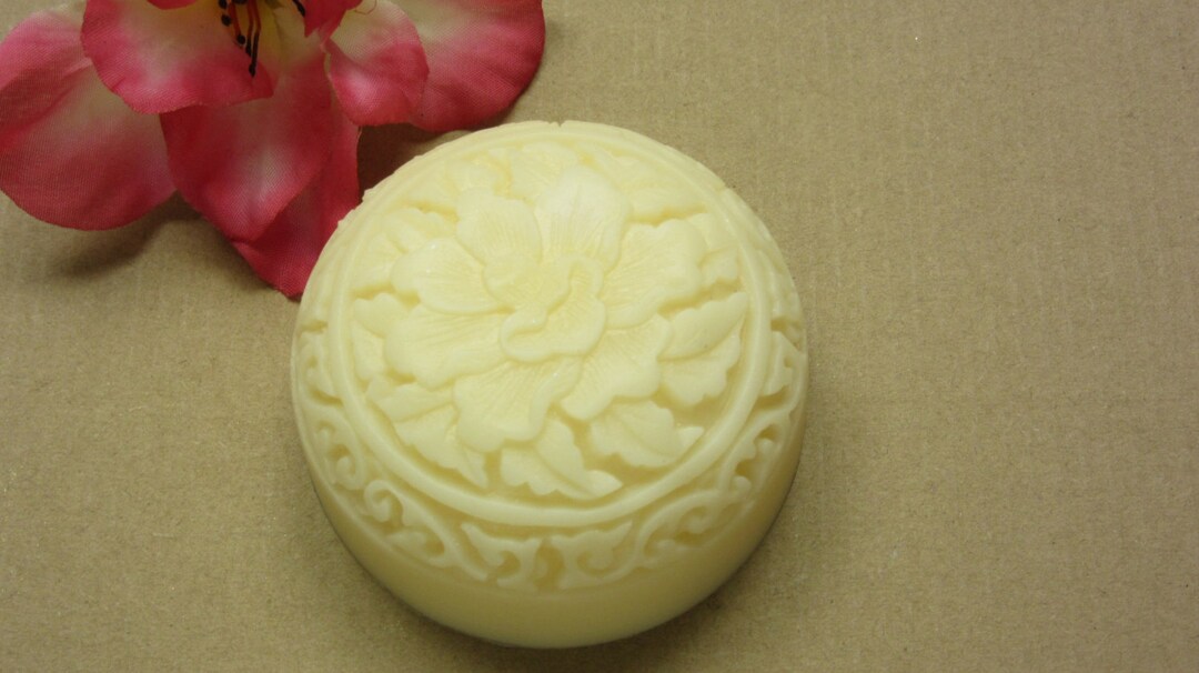 Large Round Flower Soap Glycerin Soap Scented in Peach Magnolia ...
