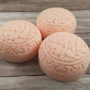 Large Round Flower Soap Glycerin Soap Scented in Peach Magnolia ...