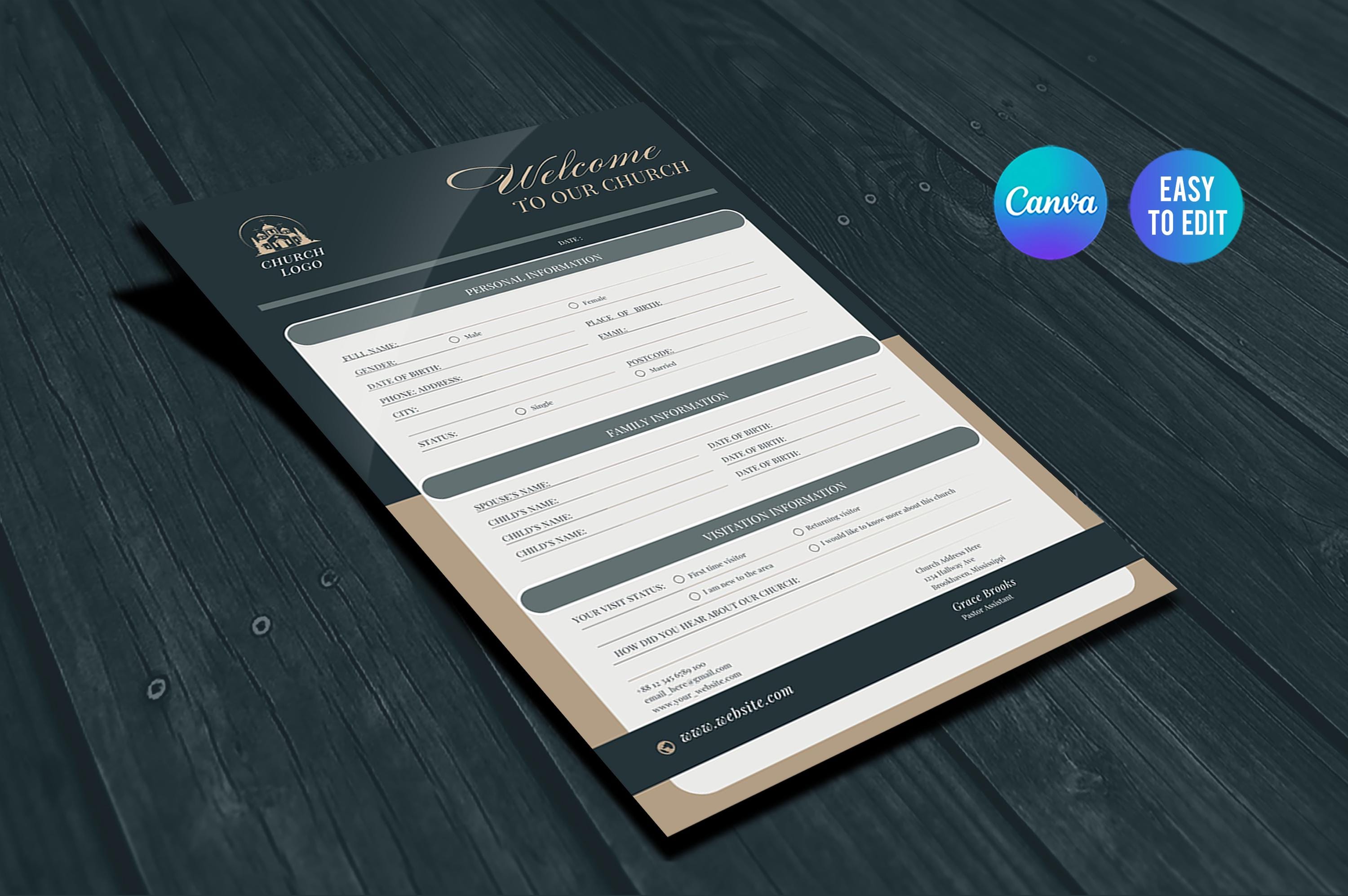 Church Welcome Form Template | Editable Canva Design (DIY) - Etsy