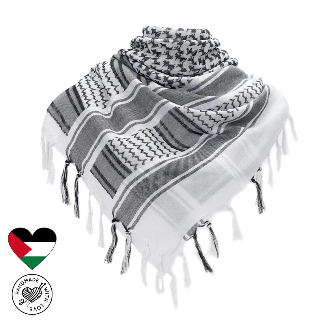 Authentic Palestinian Keffiyeh Scarf – Kufiya Shawl, Woven Shemagh ...