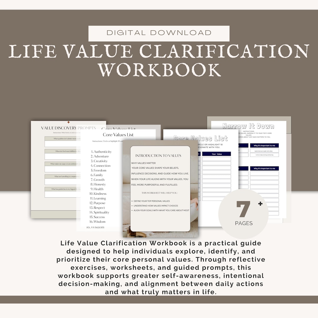 Life Values Clarification Worksheet | Core Values Journal PDF | Self ...