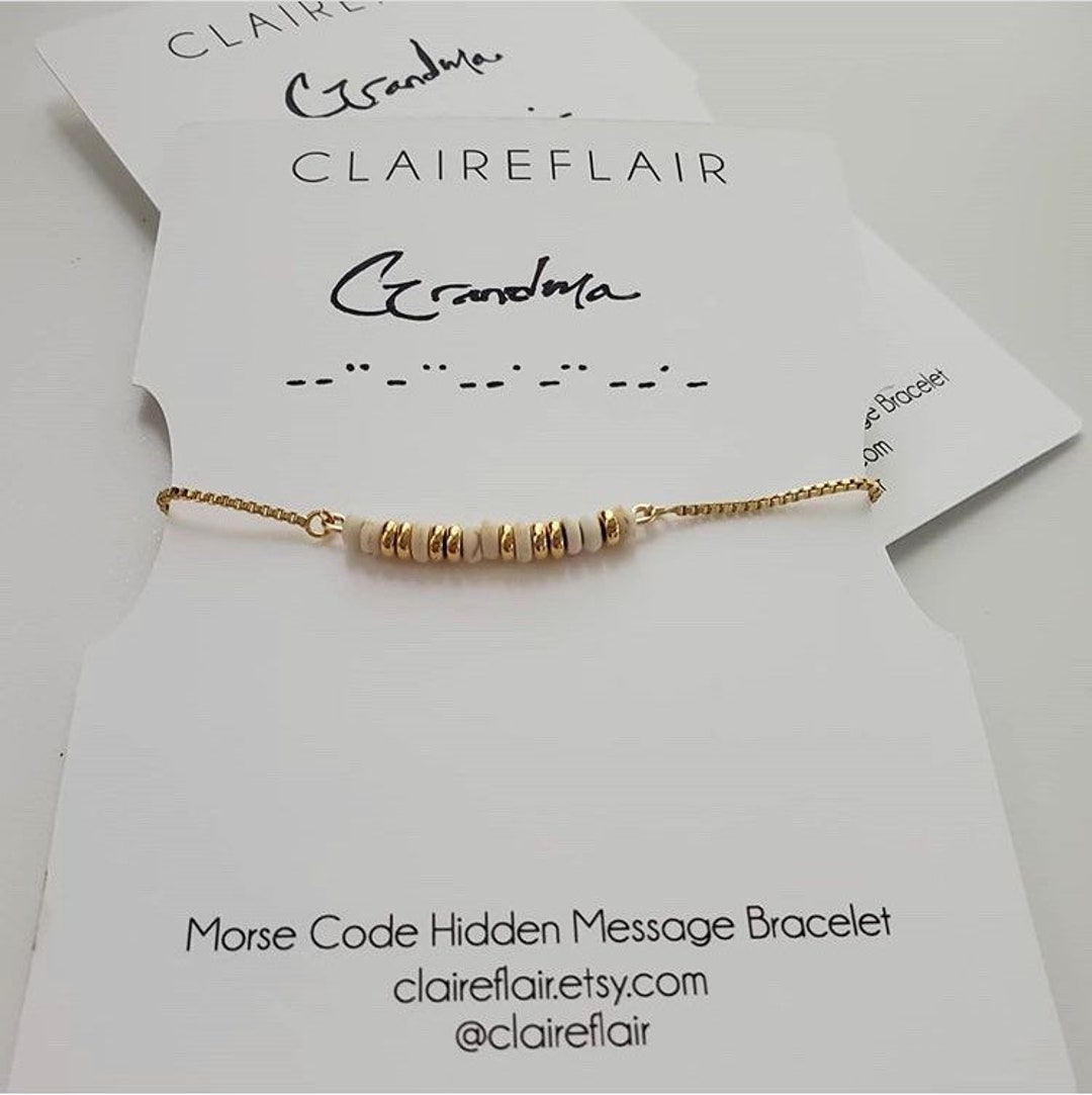 Custom Morse Code White and Gold or Silver Hidden Message Bracelet - Etsy