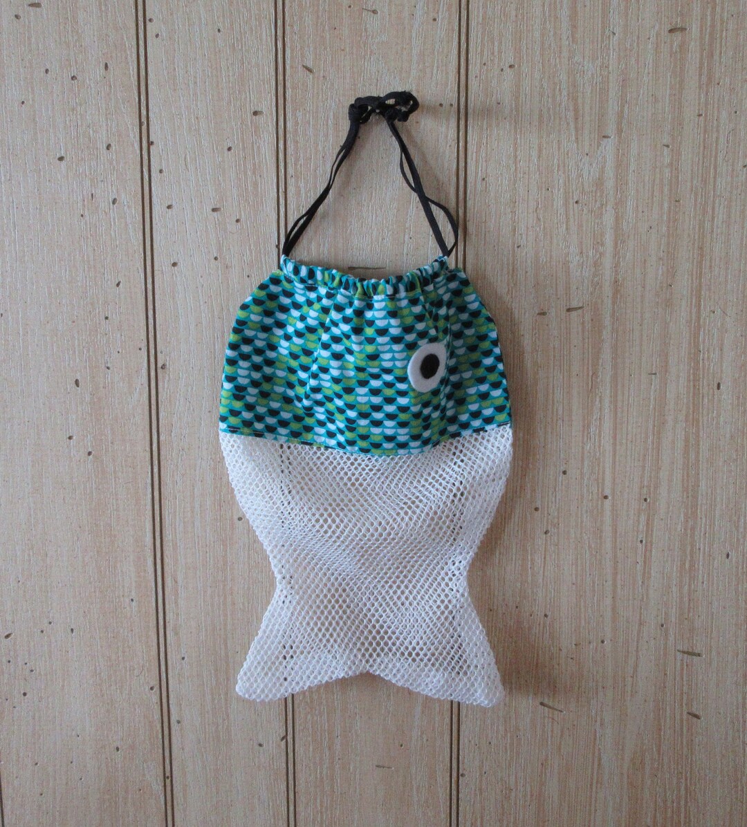 Mini Fish Shaped Drawstring Mesh Shell Bag, Turquoise and Green - Etsy