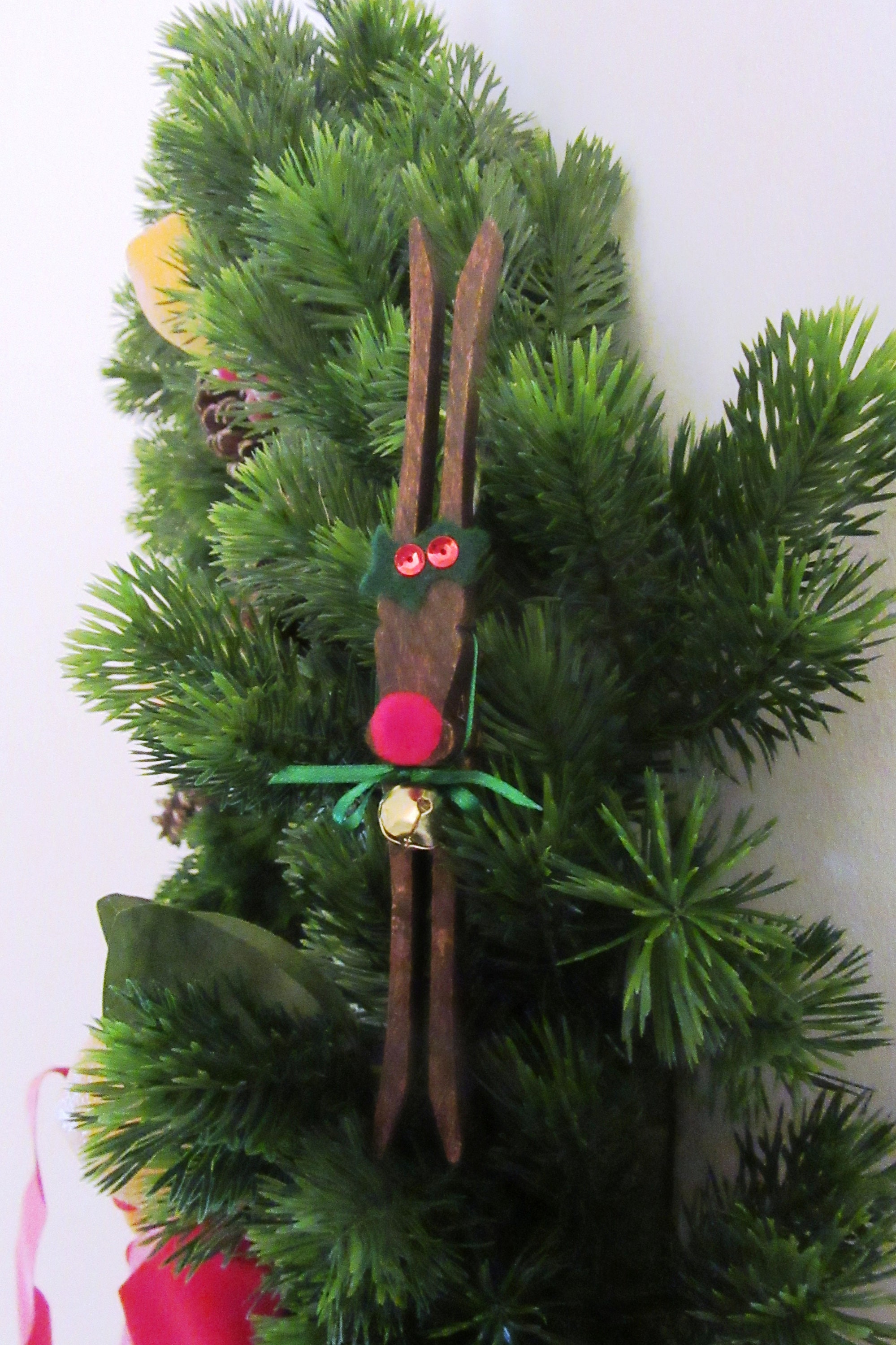 Wooden Clothespin Reindeer Christmas Ornament Dark Wood | Etsy