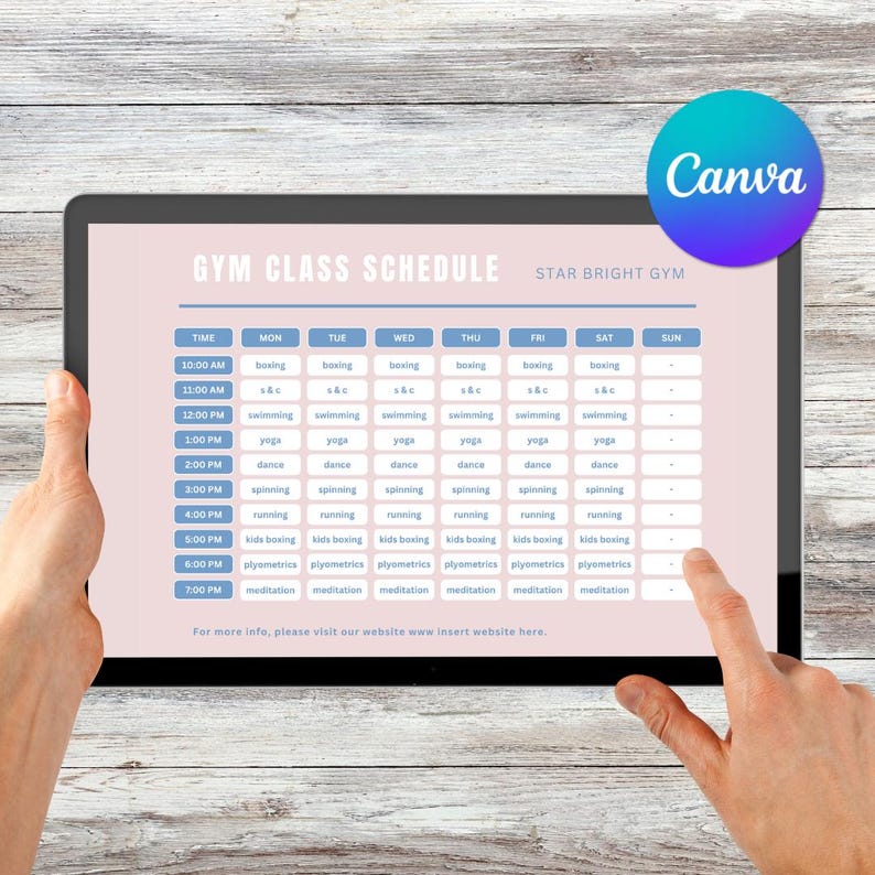Editable Gym Class Schedule in 6 Colors | Instant Download | Workout ...
