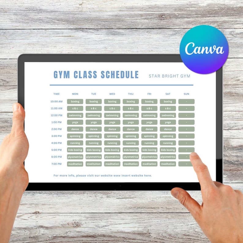 Editable Gym Class Schedule in 6 Colors | Instant Download | Workout ...