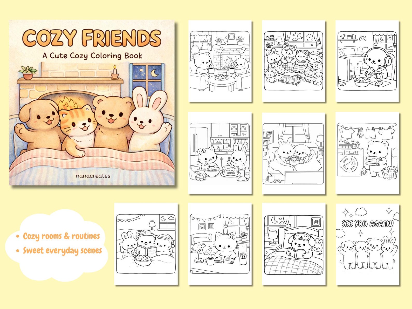 Cozy Friends Coloring Book | Cute Animal Coloring Pages | Printable ...