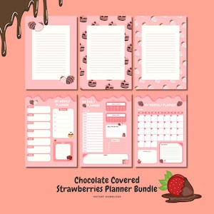 Choco Strawberry Planner Bundle - Cute Printable Daily, Weekly ...