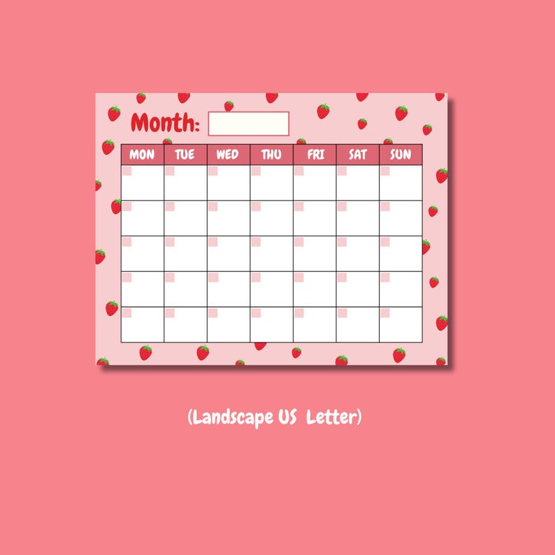 Strawberry Printable Planner Bundle - Daily, Weekly & Monthly Pages ...