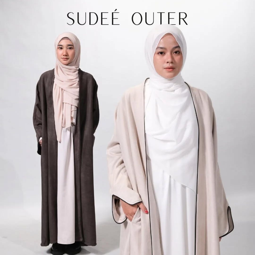 Vegan Suede Long Jacket, Modest Islamic Abaya, Outer, Hajj Umroh Outfit ...
