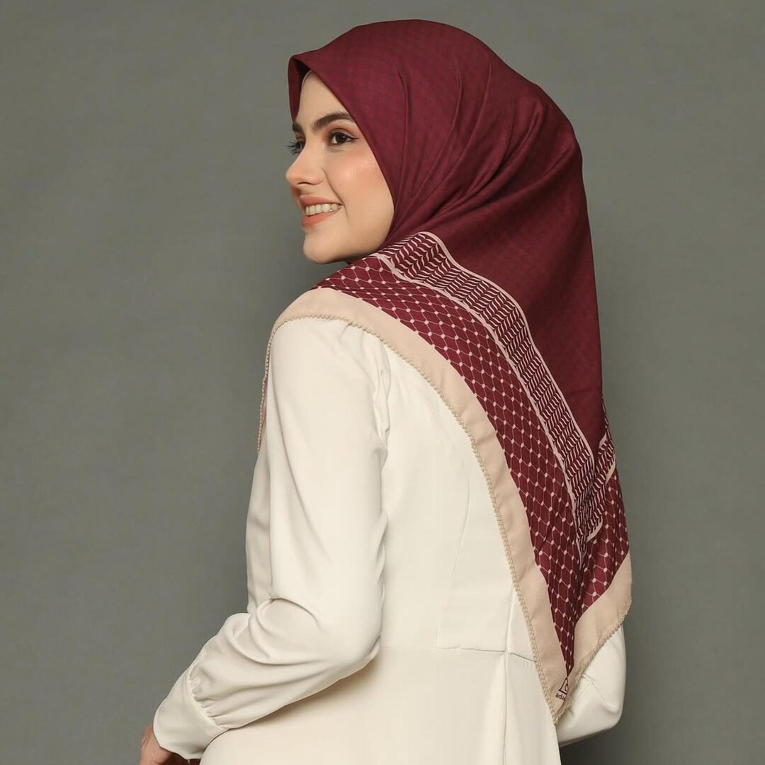 Palestinian Keffiyeh Cotton Square Hijab With Crochet Edge, Muslim ...