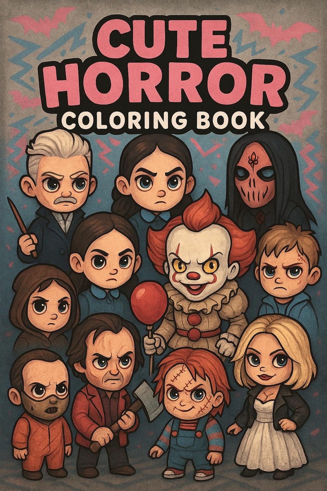 Cute Horror Coloring Book, Creepy Chibi Villains, Spooky Kawaii ...
