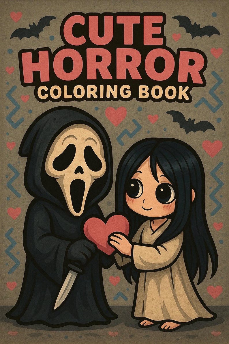 Creepy-cute Horror Coloring Book | Ghostface & Samara Chibi (digital ...
