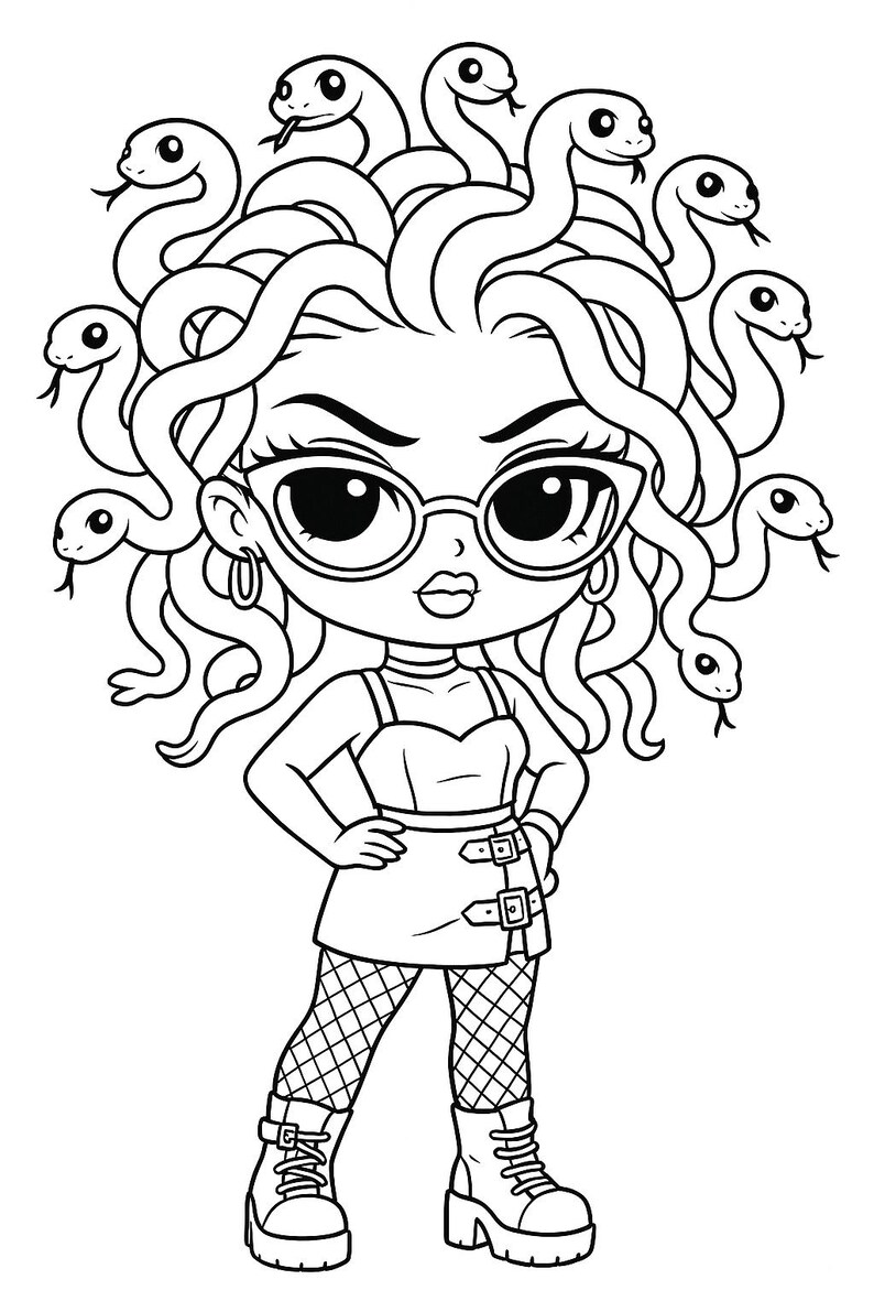 Cursed Fashion Icons Chibi Coloring Book: Gothic Horror (printable A4 ...