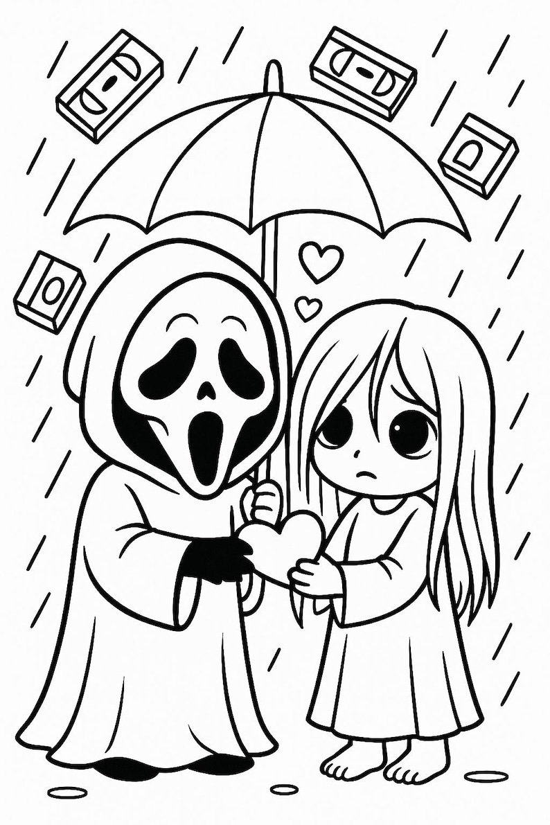 Creepy-cute Horror Coloring Book | Ghostface & Samara Chibi (digital ...