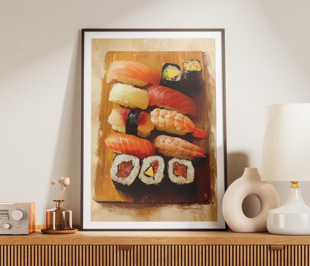 Sushi Wall Art – Japanese Food Digital Print | Realistic Oil Painting ...