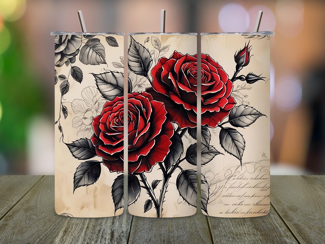 Red Roses Tumbler Wrap: Valentine's Day Sublimation Design (PNG Digital ...