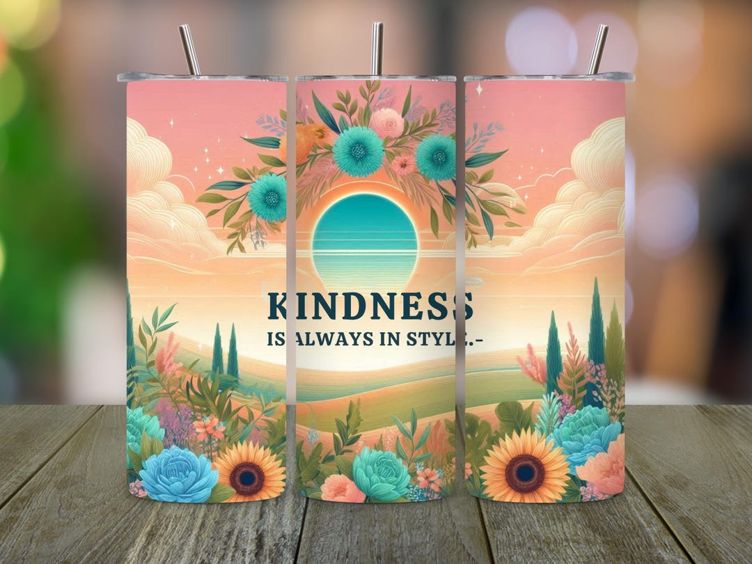 Kindness Tumbler Wrap PNG: Floral Sublimation Design (digital Download ...