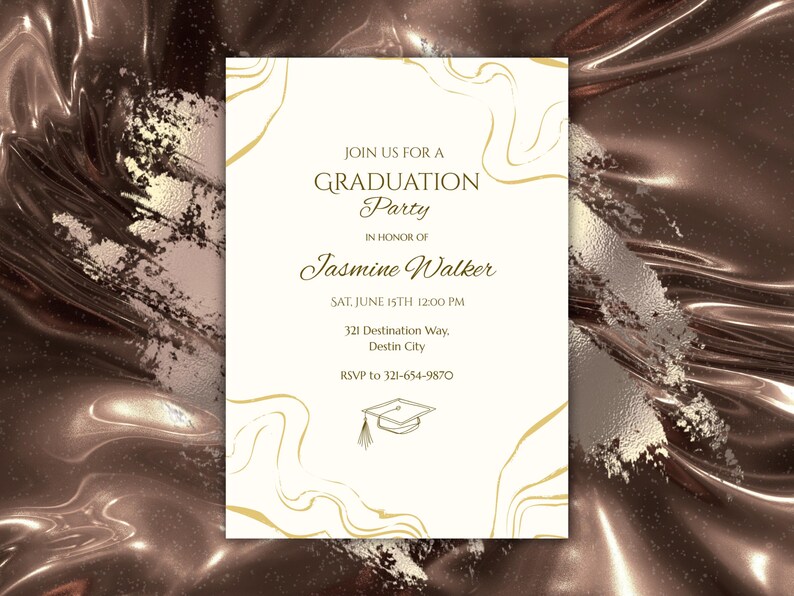 Editable Gold Graduation Party Invitation, Minimalist Graduation ...
