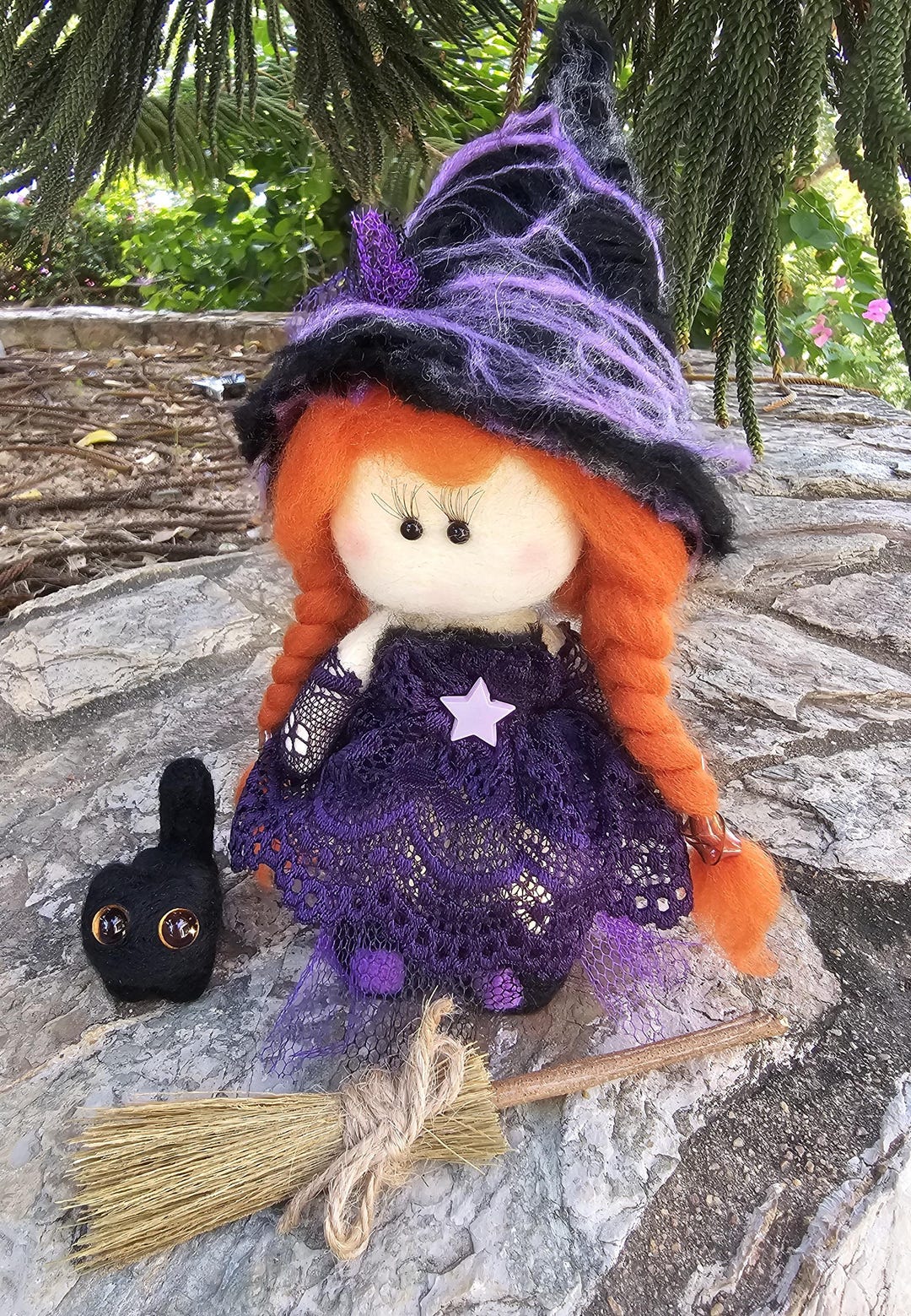 Felting Toy Witch Evelyns With a Kitten - Etsy