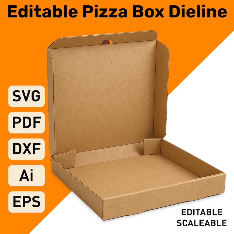 Pizza Box Dieline Template – 9.8x9.8x2 Inch, SVG, PDF, AI (digital ...