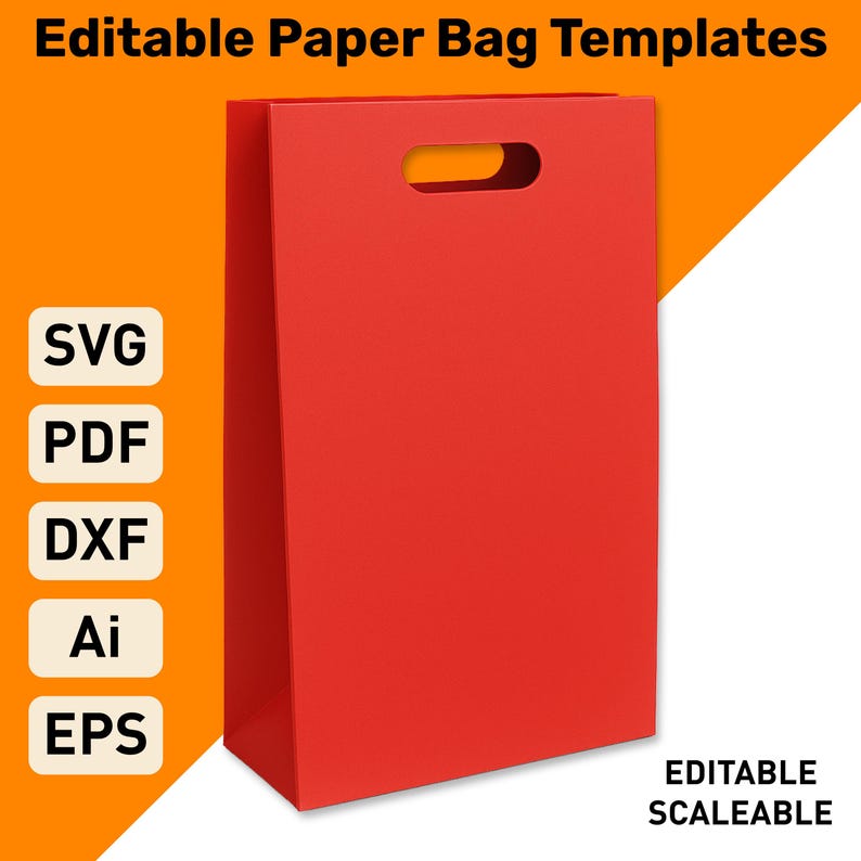 Handle Paper Bag Template: Retail Packaging SVG, PDF, AI (25x23x10 Cm ...