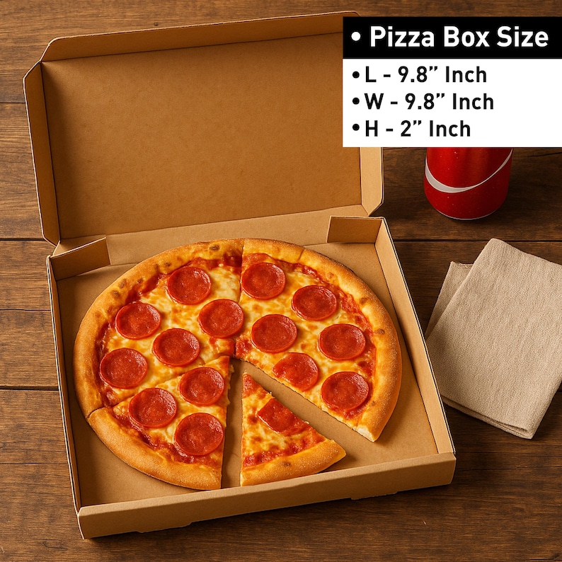 Pizza Box Dieline Template – 9.8x9.8x2 Inch, SVG, PDF, AI (digital ...