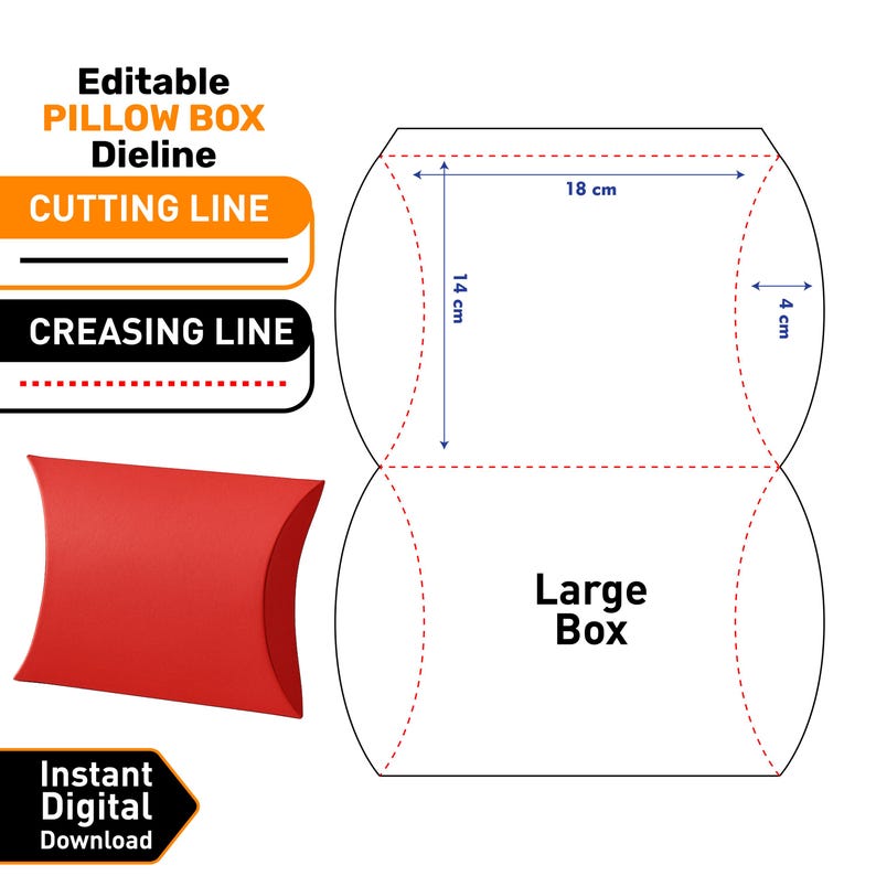 Pillow Box SVG Template Set: 3 Size Dielines (digital Download) - Etsy