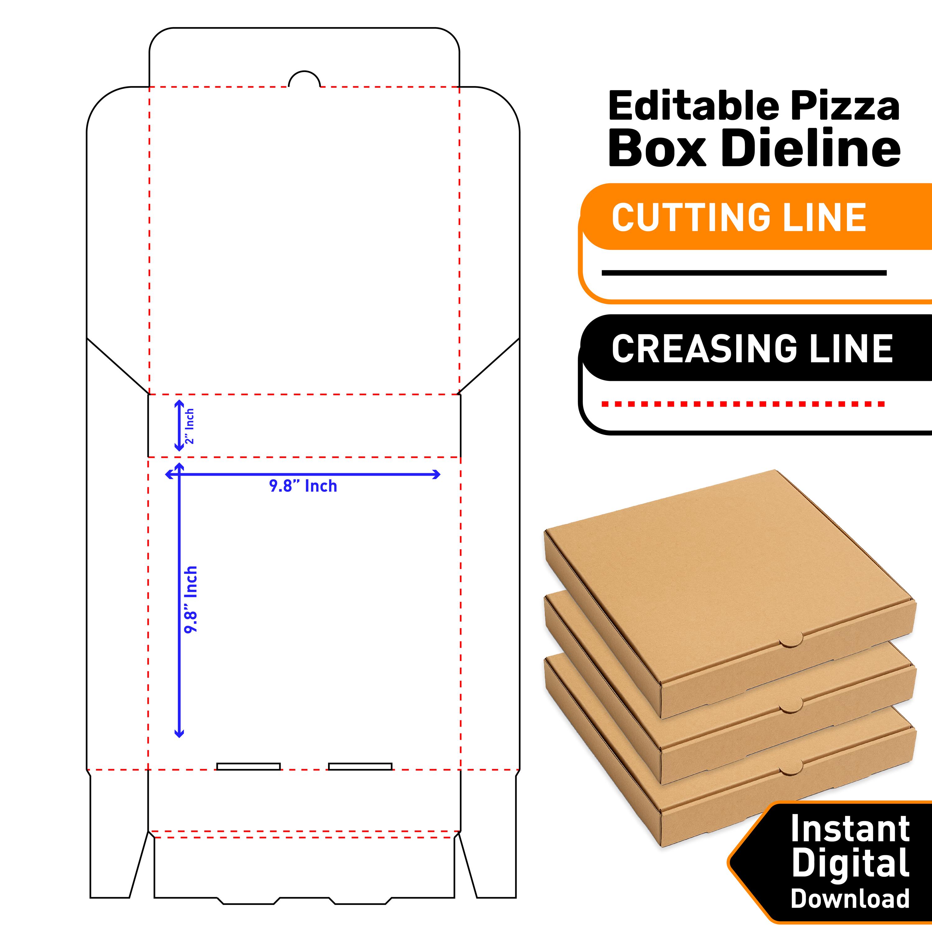 Pizza Box Dieline Template – 9.8x9.8x2 Inch, SVG, PDF, AI (digital ...