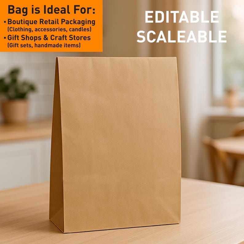 Plantilla de troquel para bolsa de papel kraft / Archivo de empaque SVG imprimible / AI, PDF ...