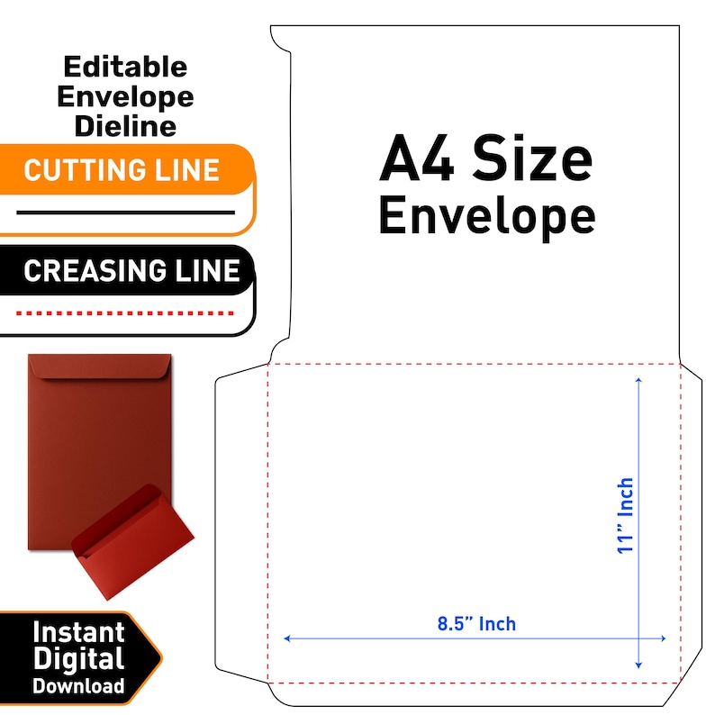 Envelope Template Bundle: DL, Letter, Legal Sizes (SVG, PDF, Canva ...