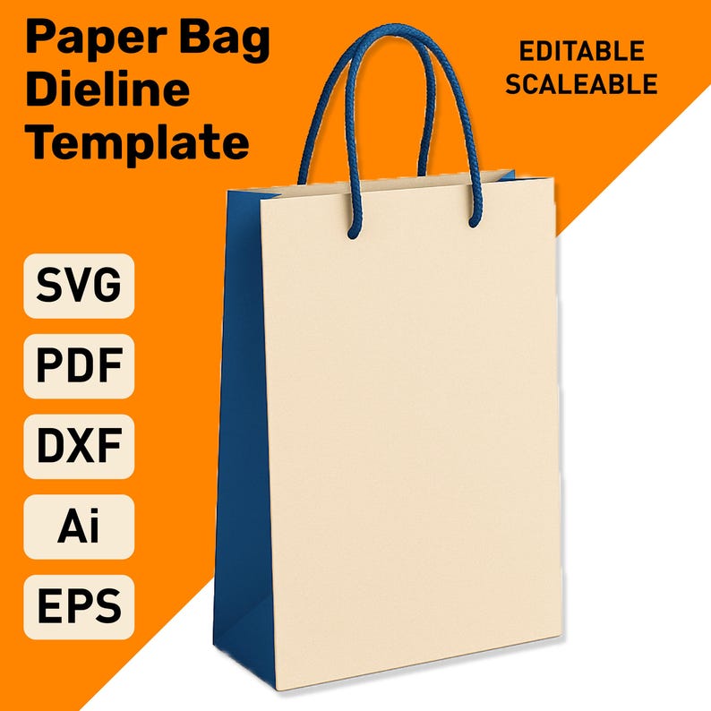 Printable Gift Bag Dieline Template | Candle Packaging SVG PDF (12x6x18 ...