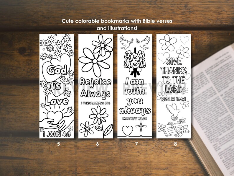 Bible Verse Coloring Bookmarks: Christian Kids Activity (digital ...