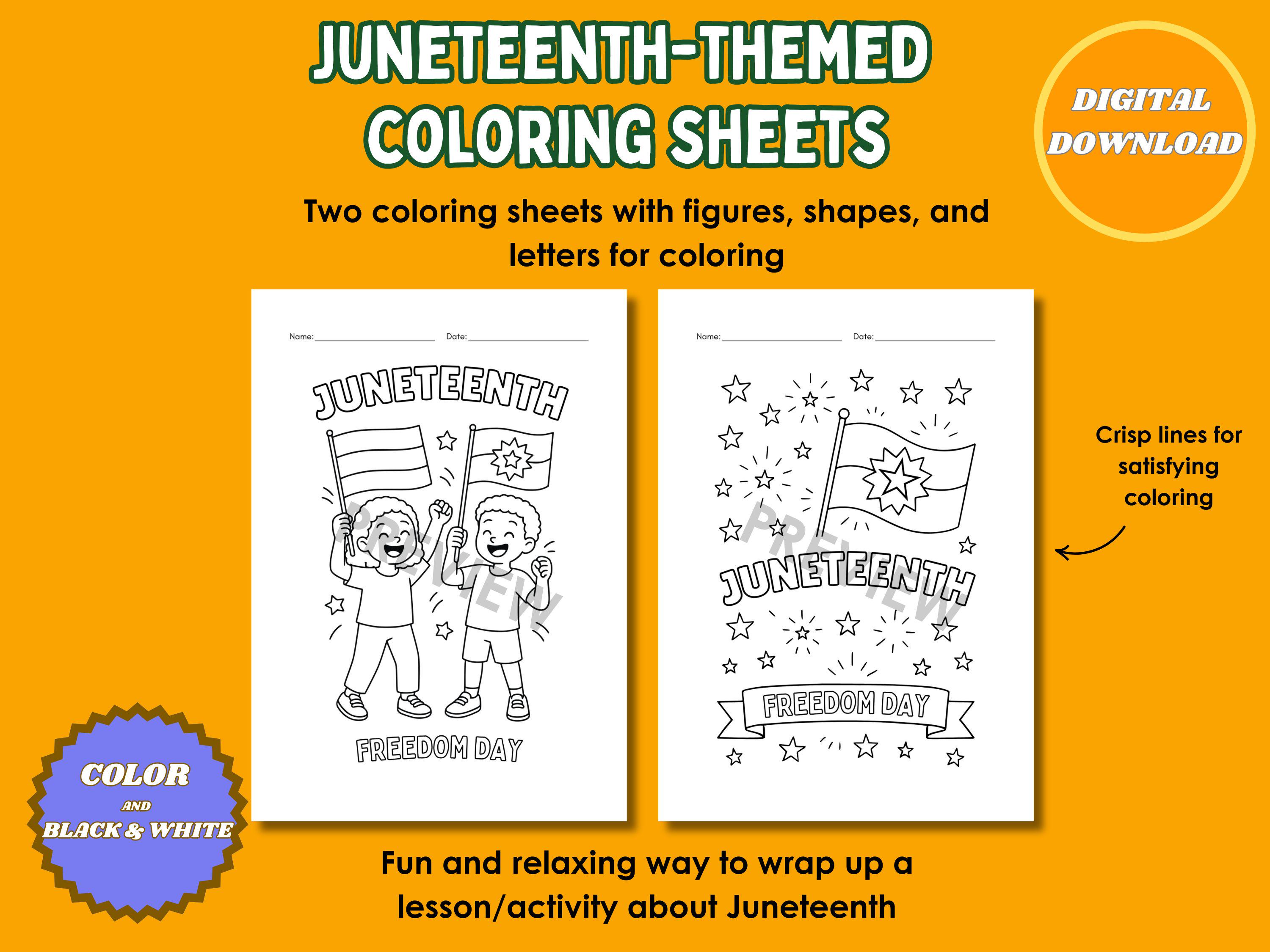 Printable Juneteenth Activity for Kids Worksheets and Coloring Sheets ...