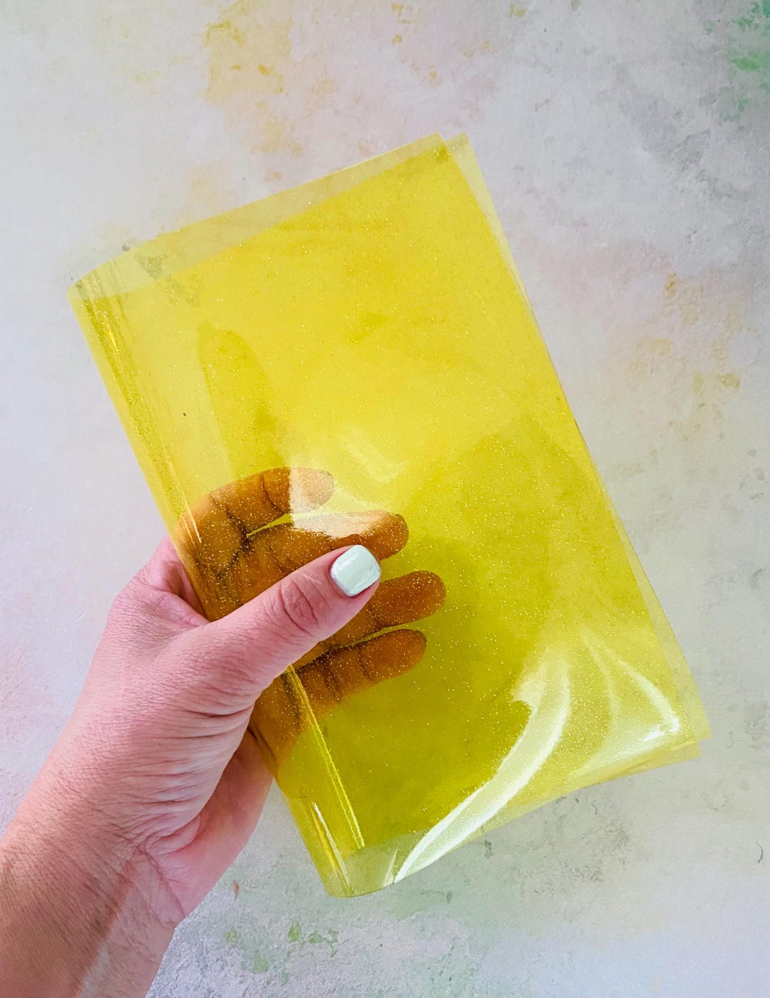 Yellow Jelly Vinyl Sparkle Sheet. Jelly Vinyl for Crafts. Jelly Vinyl ...