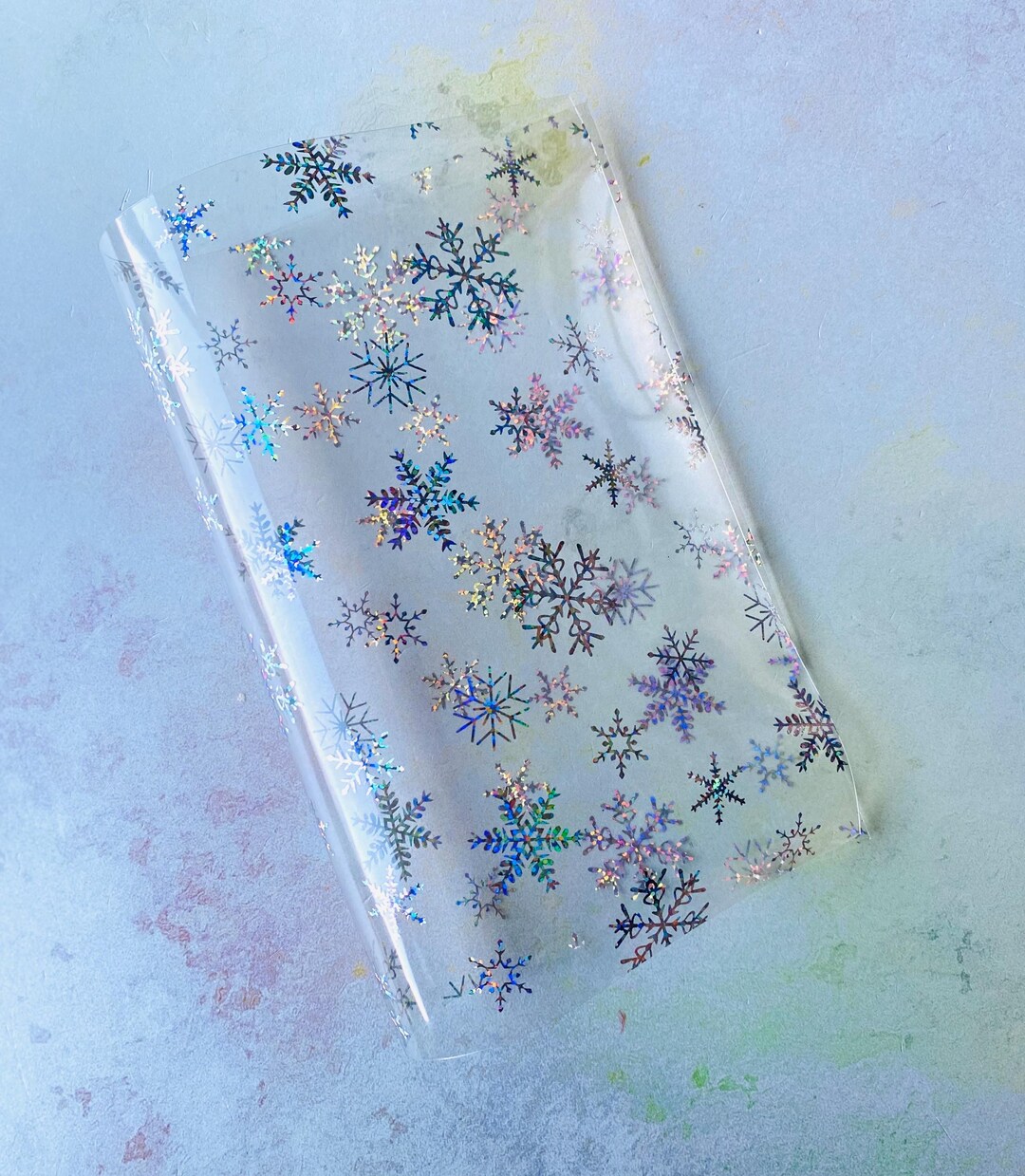 Clear Jelly Vinyl With Holographic Snowflakes Sheet. Jelly Vinyl for ...