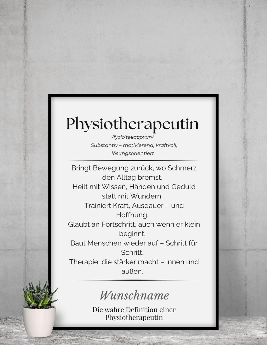 Physiotherapy Definition Poster Personalized - Physiotherapist Gift ...
