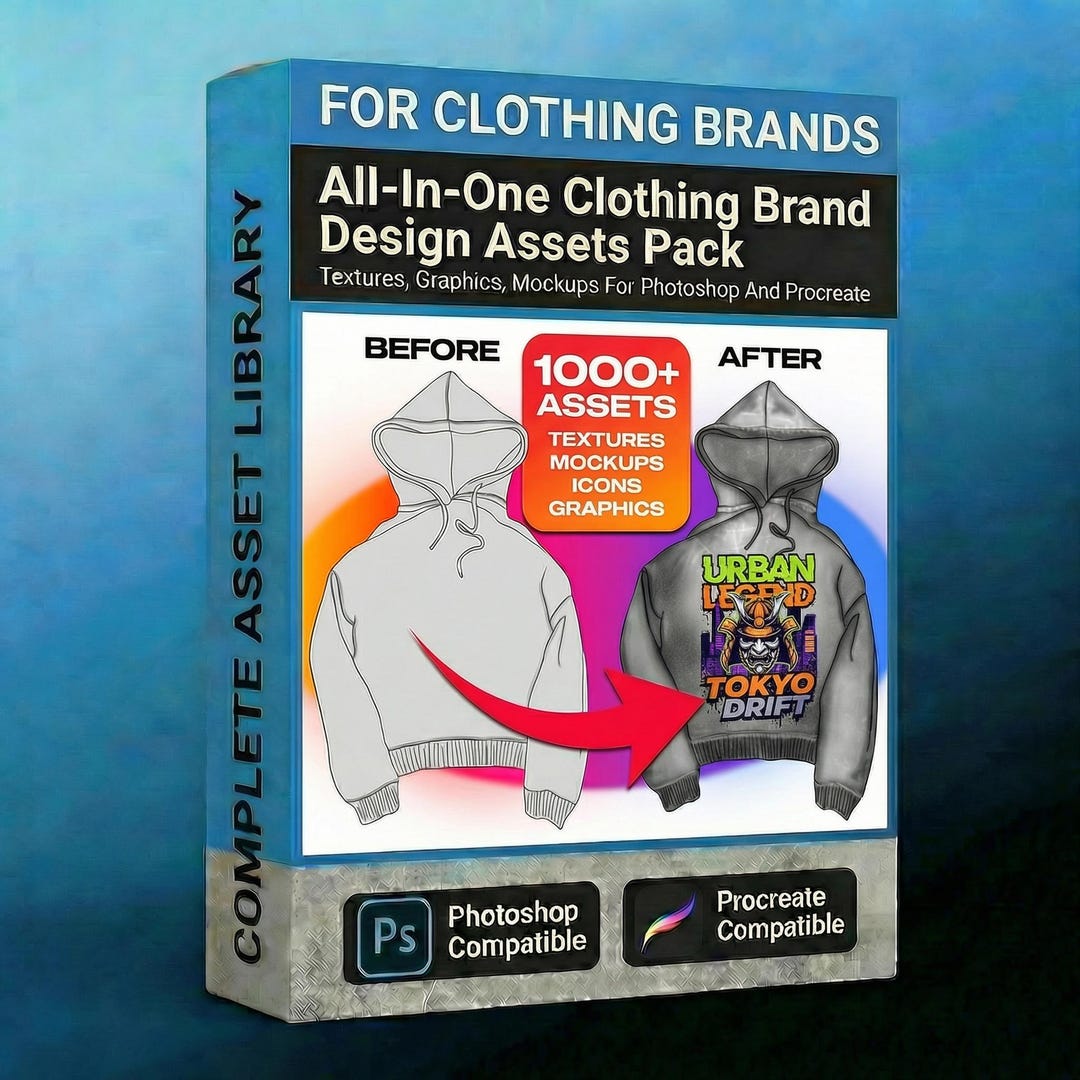 Clothing Brand Design Assets Pack | Textures, Mockups, Graphics ...