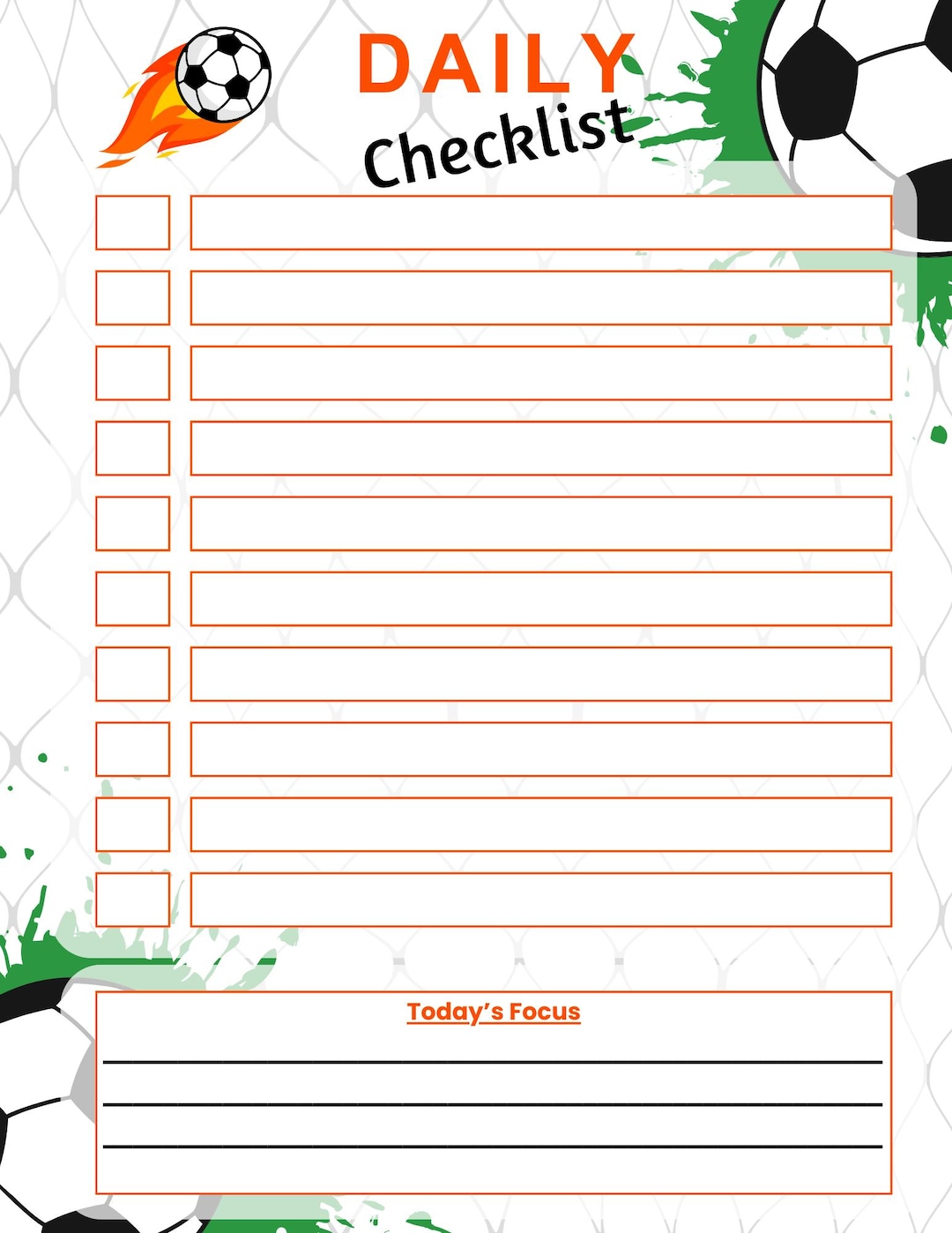 Soccer Themed Daily Checklist Printable for Kids - Etsy