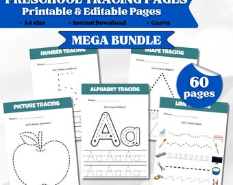 Preschool Tracing Pages, Printable Toddler Busy Book, Handwriting ...