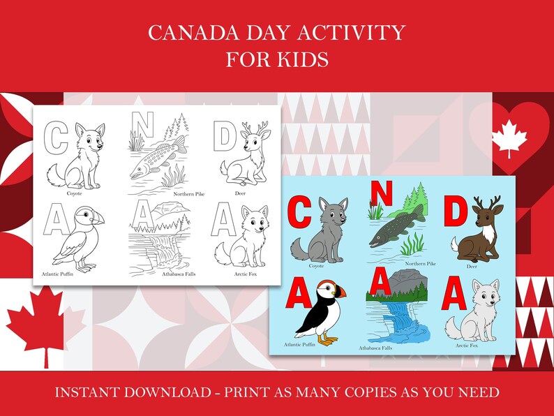 Canada Day 2025 Printable Worksheet, Digital Download Preschool ...