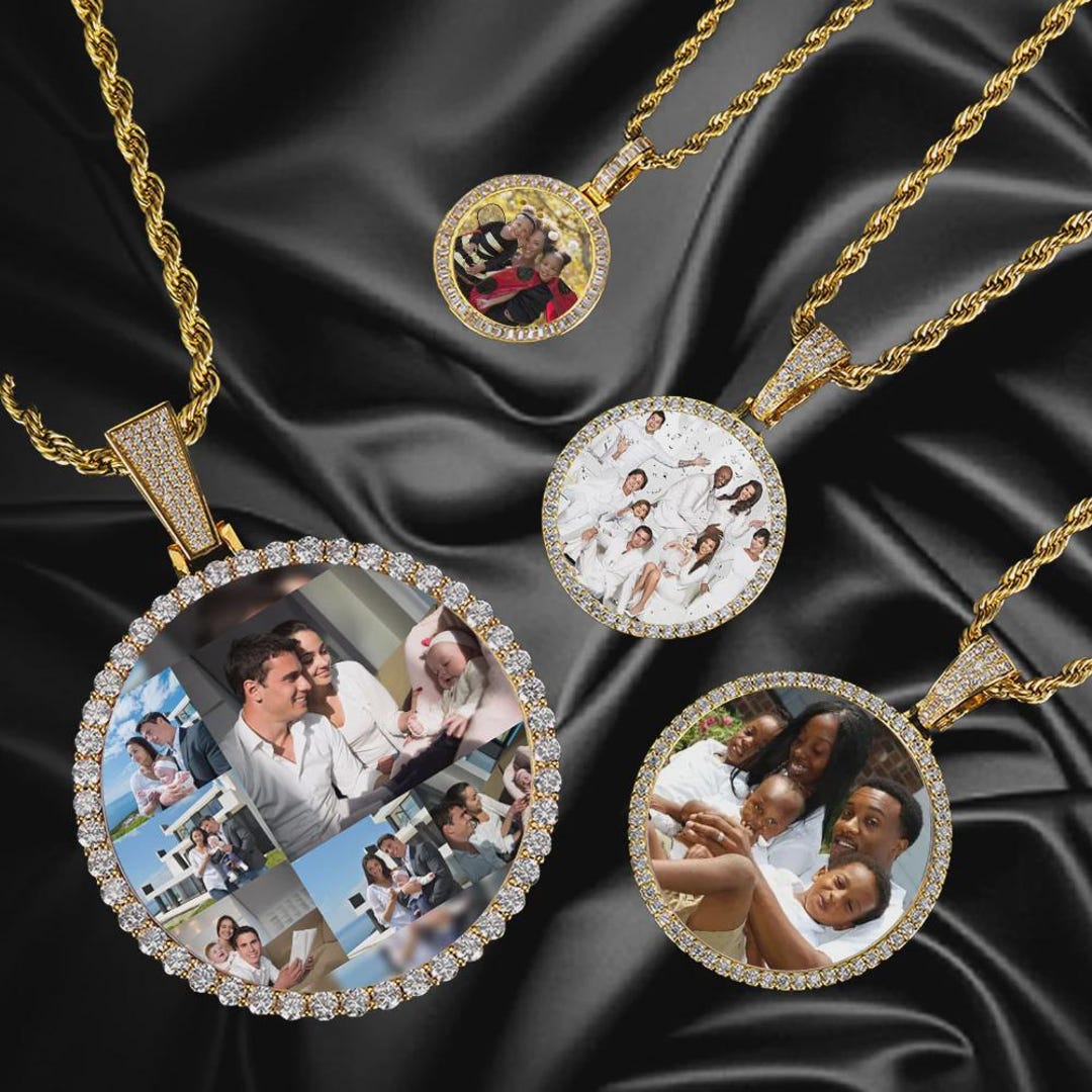 Hip Hop Jewelry Bling CZ Memorial Picture Frames Necklace ...