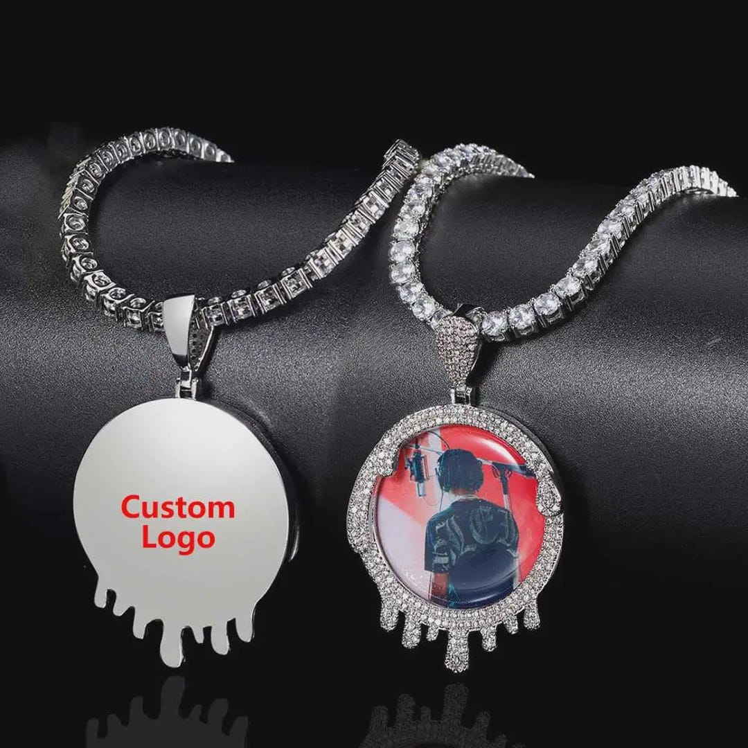 Custom Iced Out Memory Photo Necklace for Men Jewelry Personalized Drip ...
