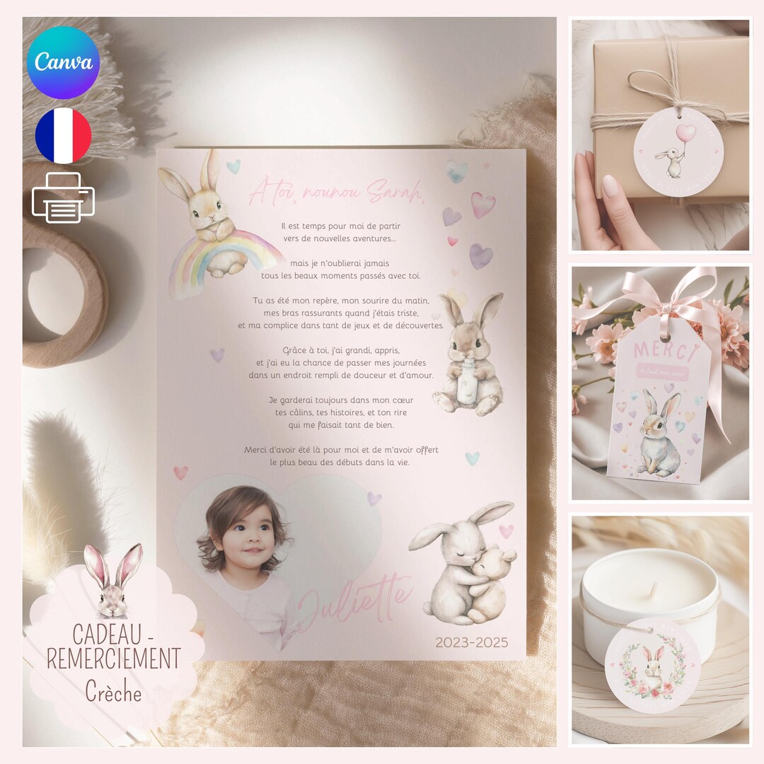Nanny Thank You Gift - Customizable Poster and Card - Thank You Labels ...