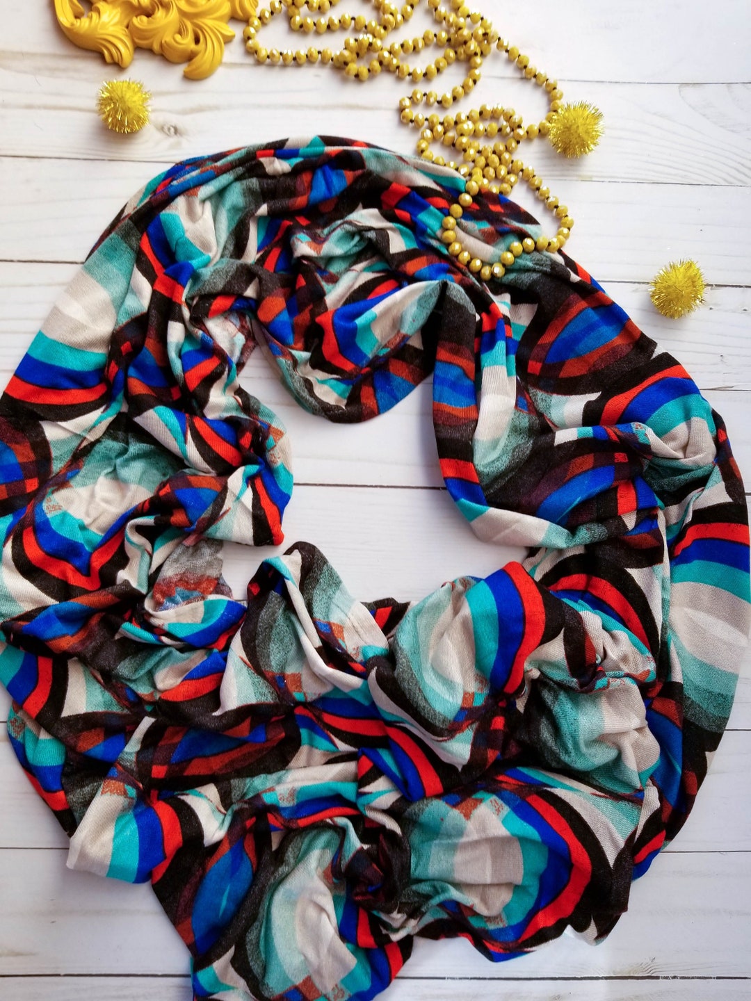 Mod Print Infinity Scarf in Jewel Tones - Etsy
