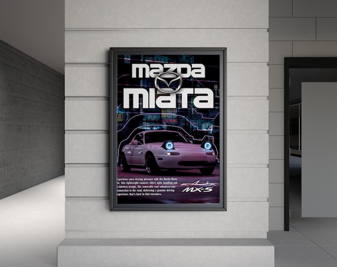 Mazda Miata MX-5 Poster Print Wall Art History and Evolution Miata ...