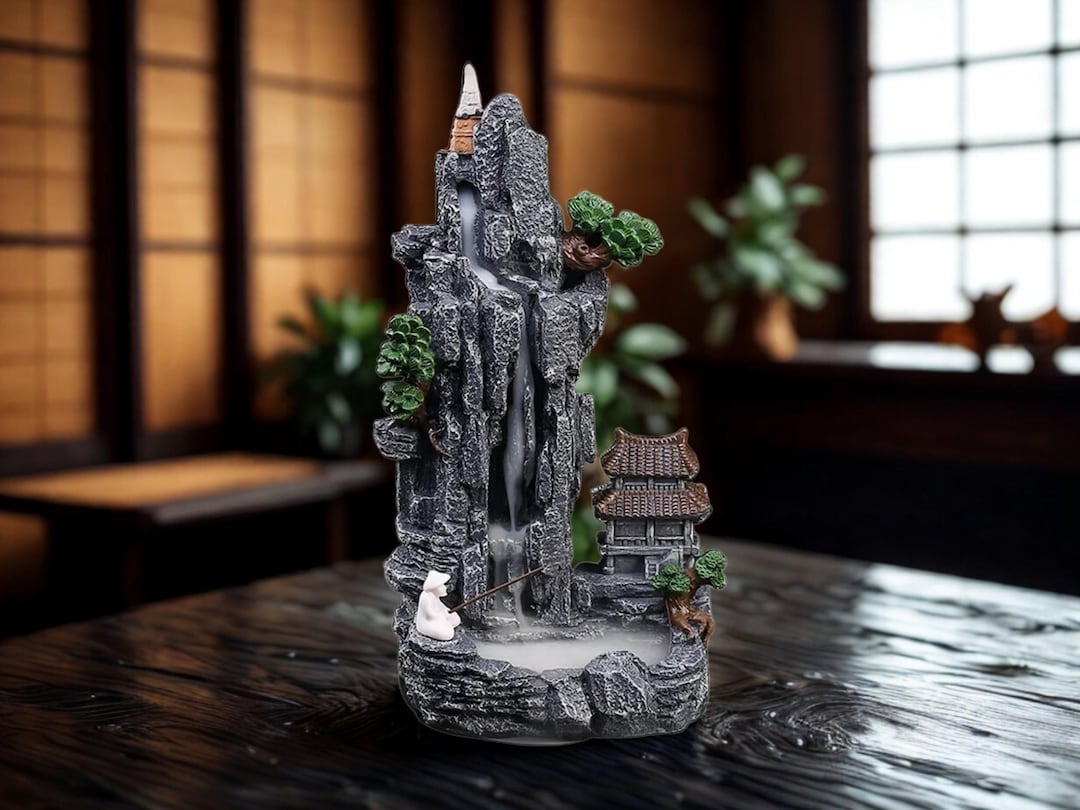 Mountain Temple Backflow Incense Burner, Backflow Incense Cone Holder ...