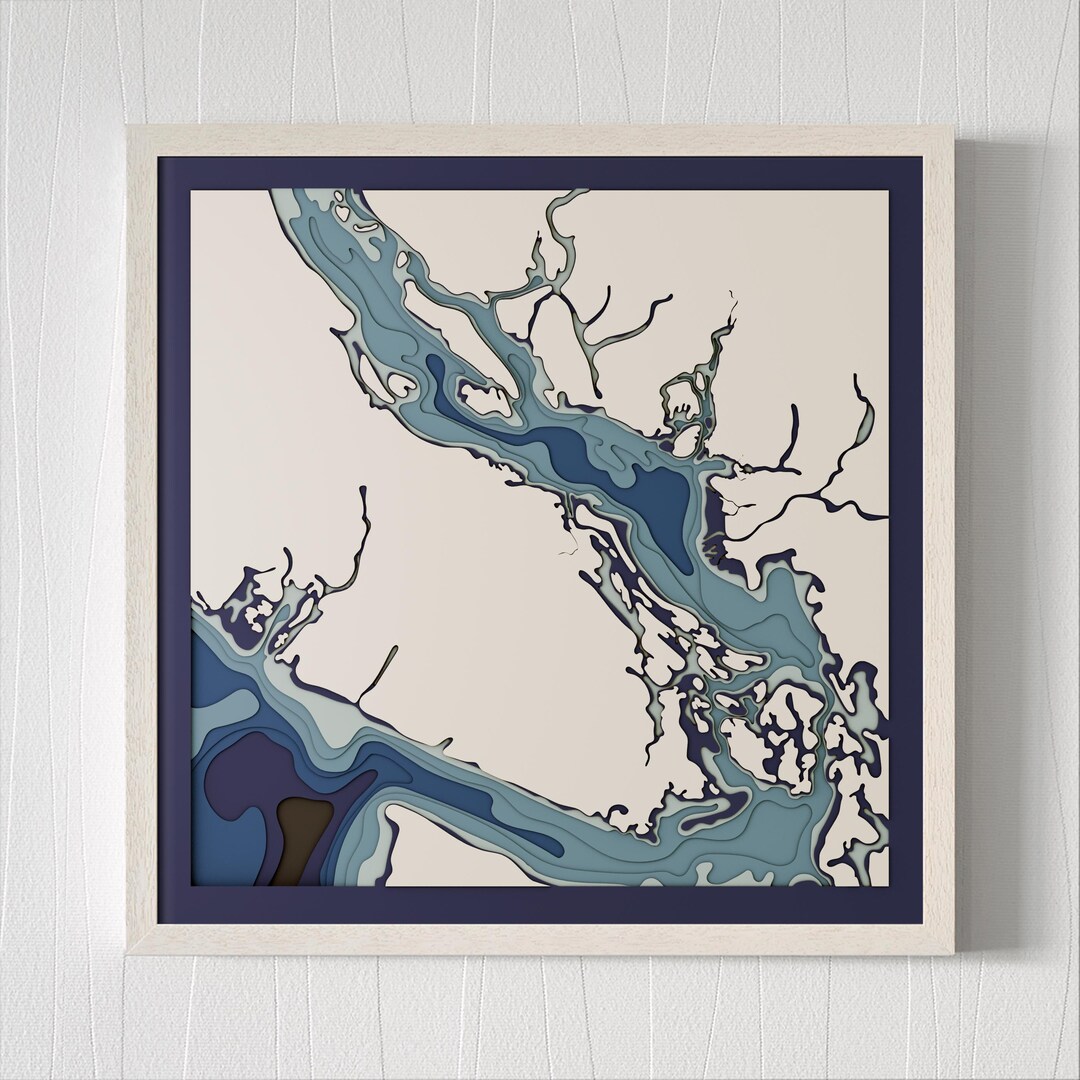 3D Map of Vancouver Island, Howe Sound & Strait of Georgia, BC, CAN - Etsy