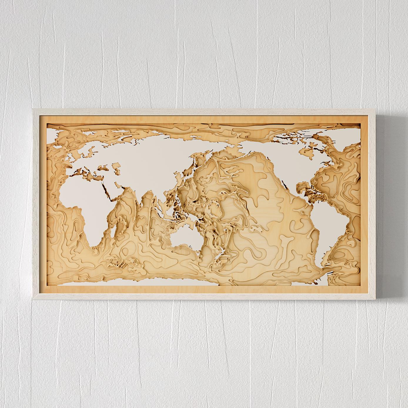 3D Map of 3D World Map by Pangea Maps - Etsy Australia