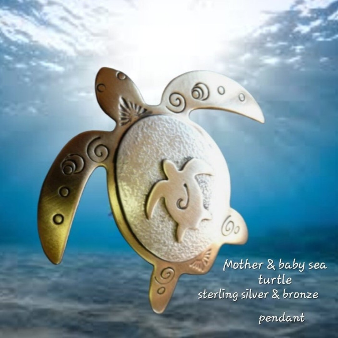 Turtle Pendant Hand Stamped, Sea Turtle Handmade Jewelry, Totem Animal ...